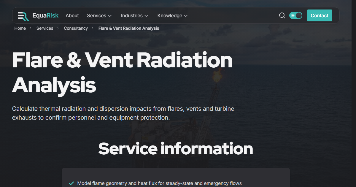 Flare & Vent Radiation Analysis | Consultancy Services | Equarisk ...