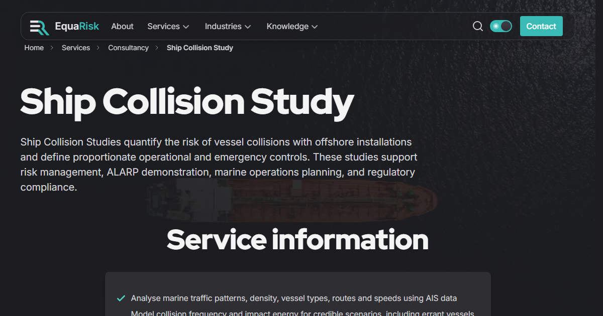Ship Collision Study | Consultancy Services | Equarisk | Equarisk