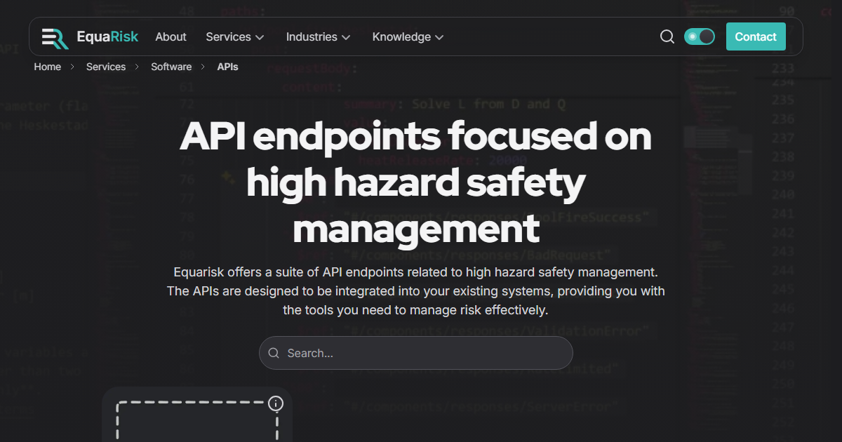 APIs for High-Hazard Safety Risk Management | Equarisk | Equarisk